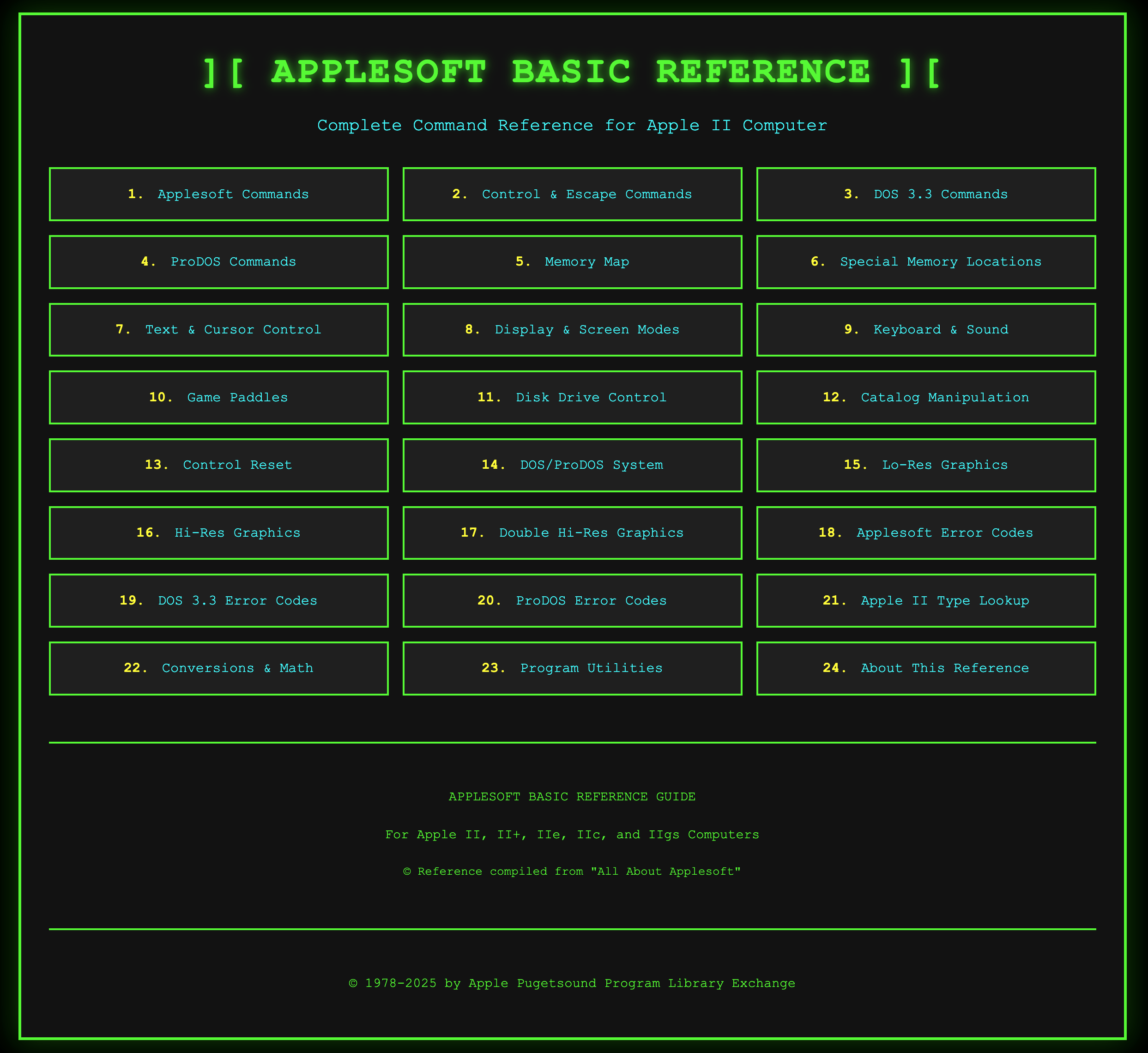Applesoft BASIC Reference - Main Menu